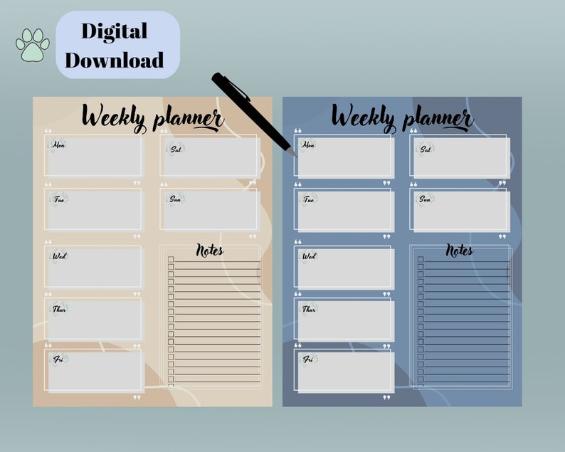 Digital Weekly Planner Weekly Planner Printable Weekly Planner Digital ...