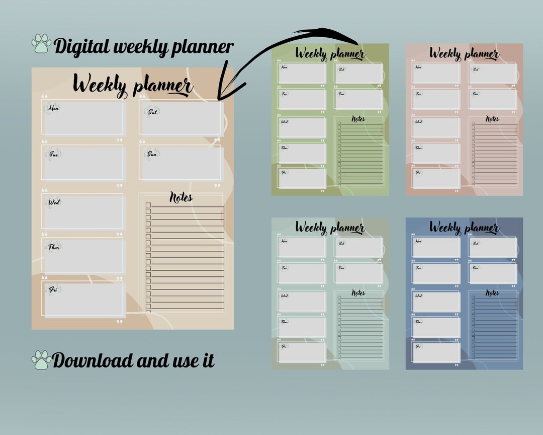 Digital Weekly Planner Weekly Planner Printable Weekly Planner Digital ...