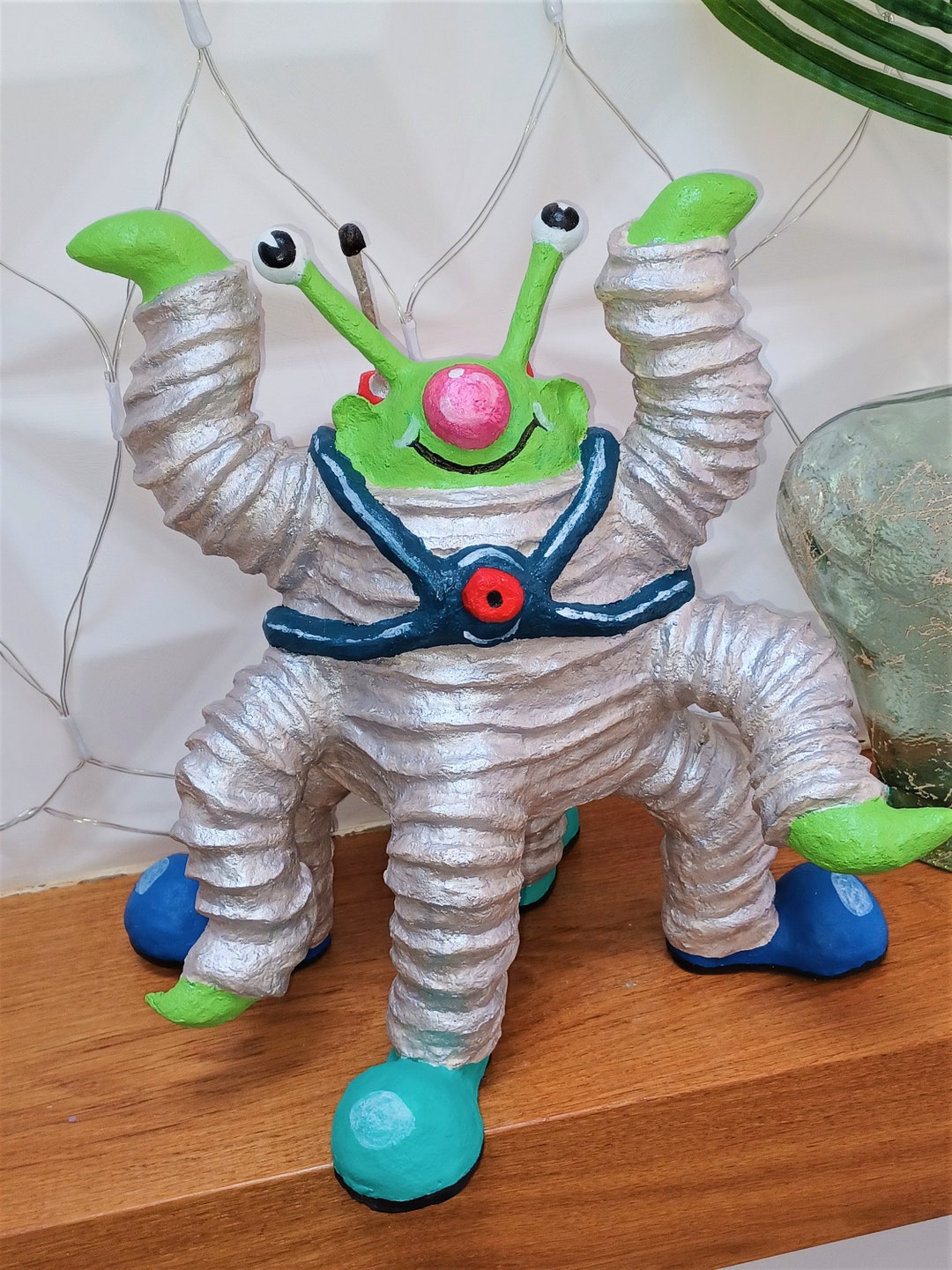 Paper Mache Alien Sculpture. Kids Bedroom, Gift . Hand-made Unique ...