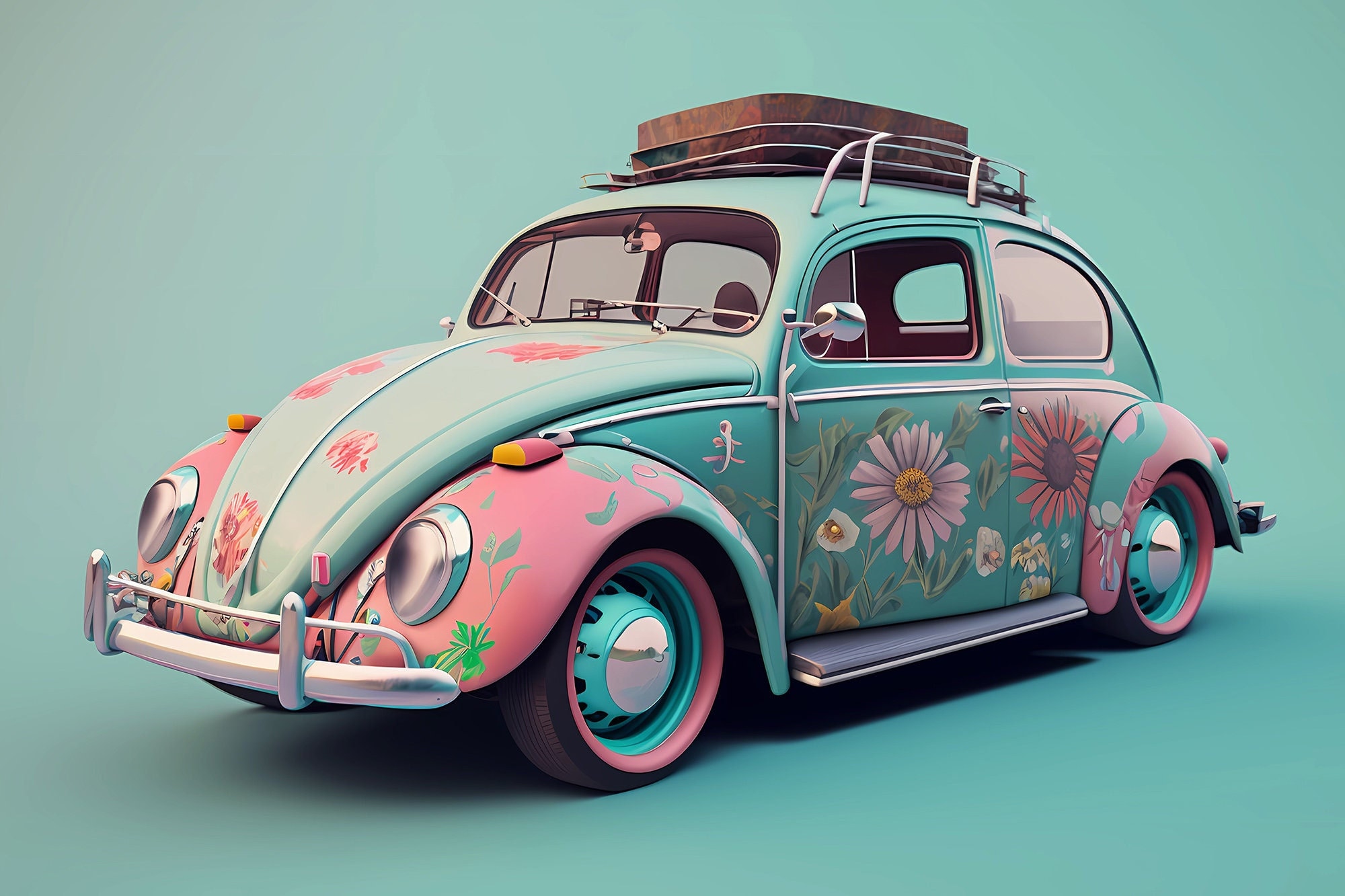 VW Beetle 24 X 36 Artistic Wall Art Amazing Colorful Trendy Home Improvement - Etsy