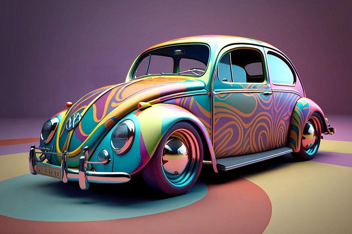 VW Beetle 24 X 36 Artistic Wall Art Amazing Colorful Trendy Home ...