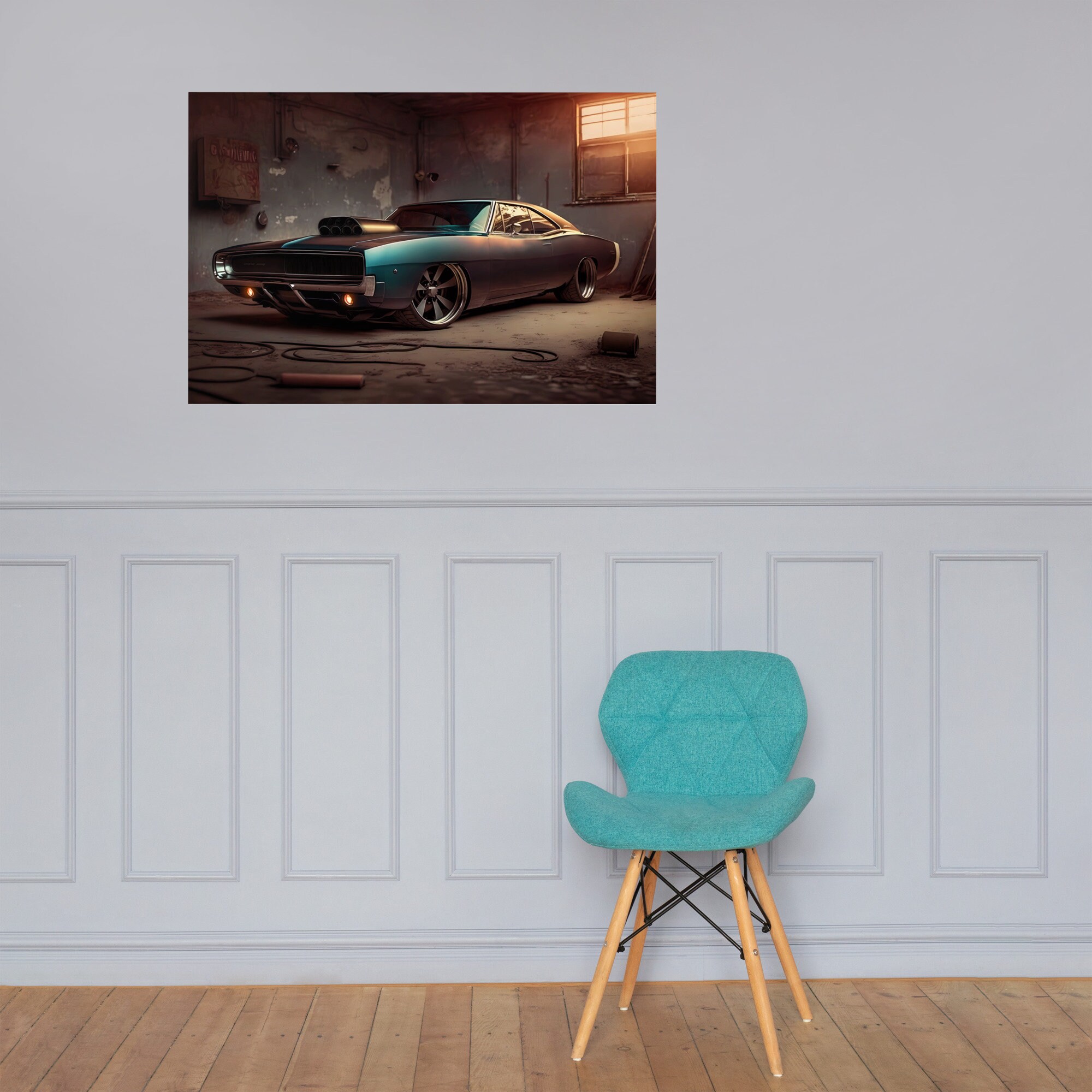 Charger American Muscle V8 HEMI Car Wall Art Vintage Retro Style ...