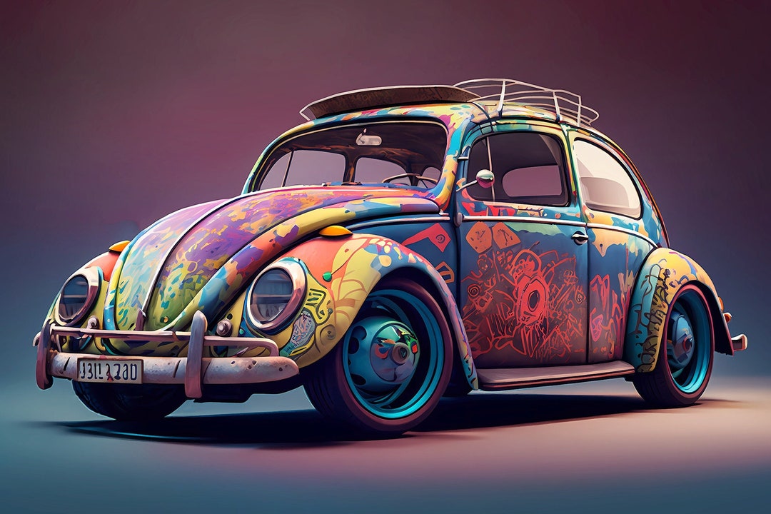 VW Beetle Artistic Wall Art Amazing Colorful Trendy Home Improvement ...