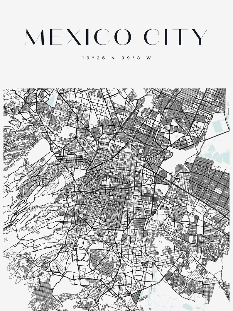 Mexico City Maps City Map Wall Art Decor Poster of Mexico City - Etsy