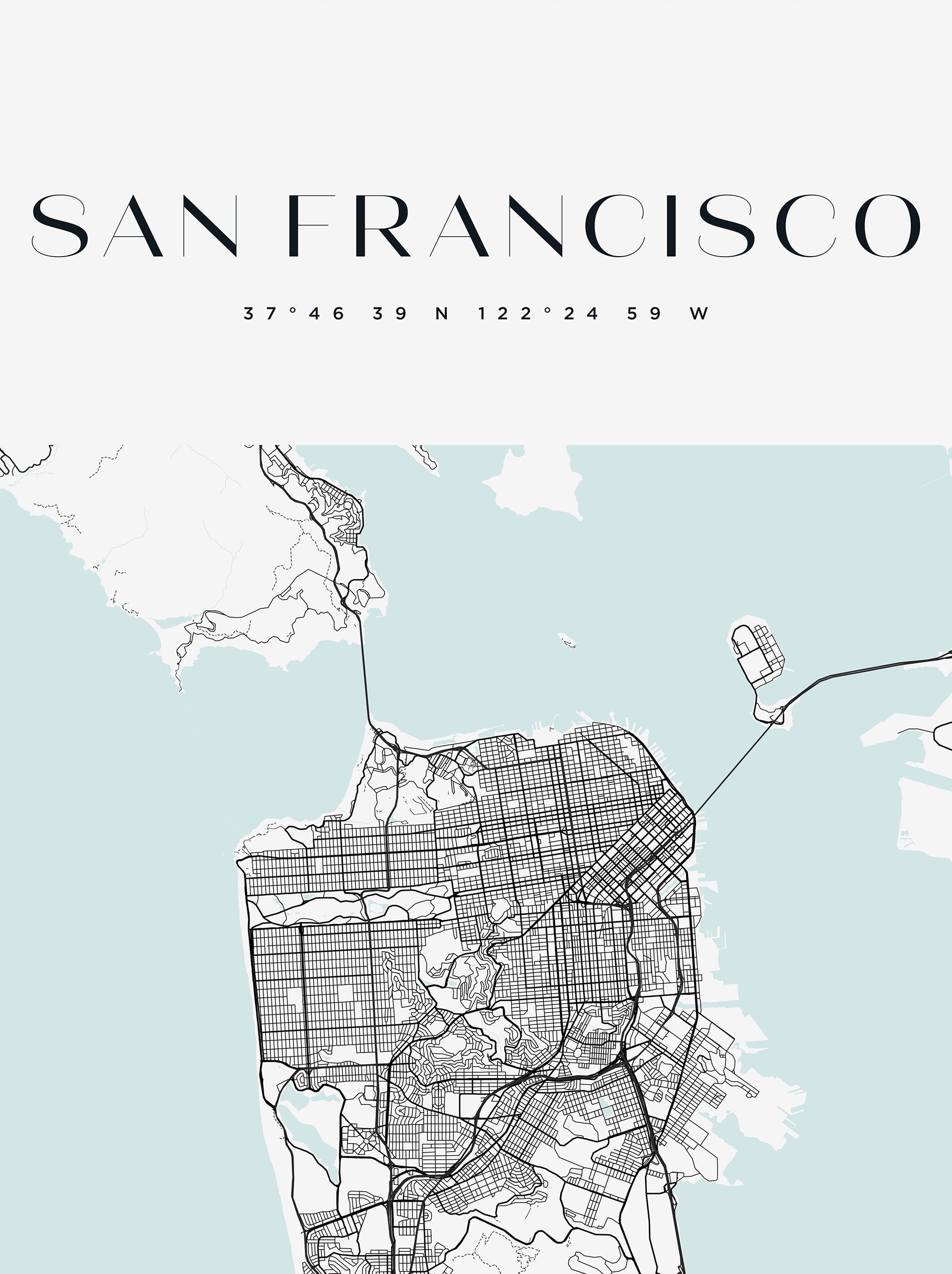 San Francisco City Maps City Map Wall Art Decor Poster of San Francisco ...