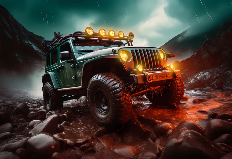 Willys Jeep Wrangler 4x4 Off-road Adventure Wall Art Poster - Etsy