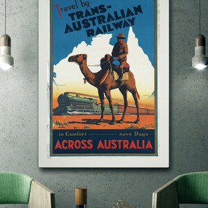 Australian Vintage Travel Poster Illustration. Travel by Trans ...