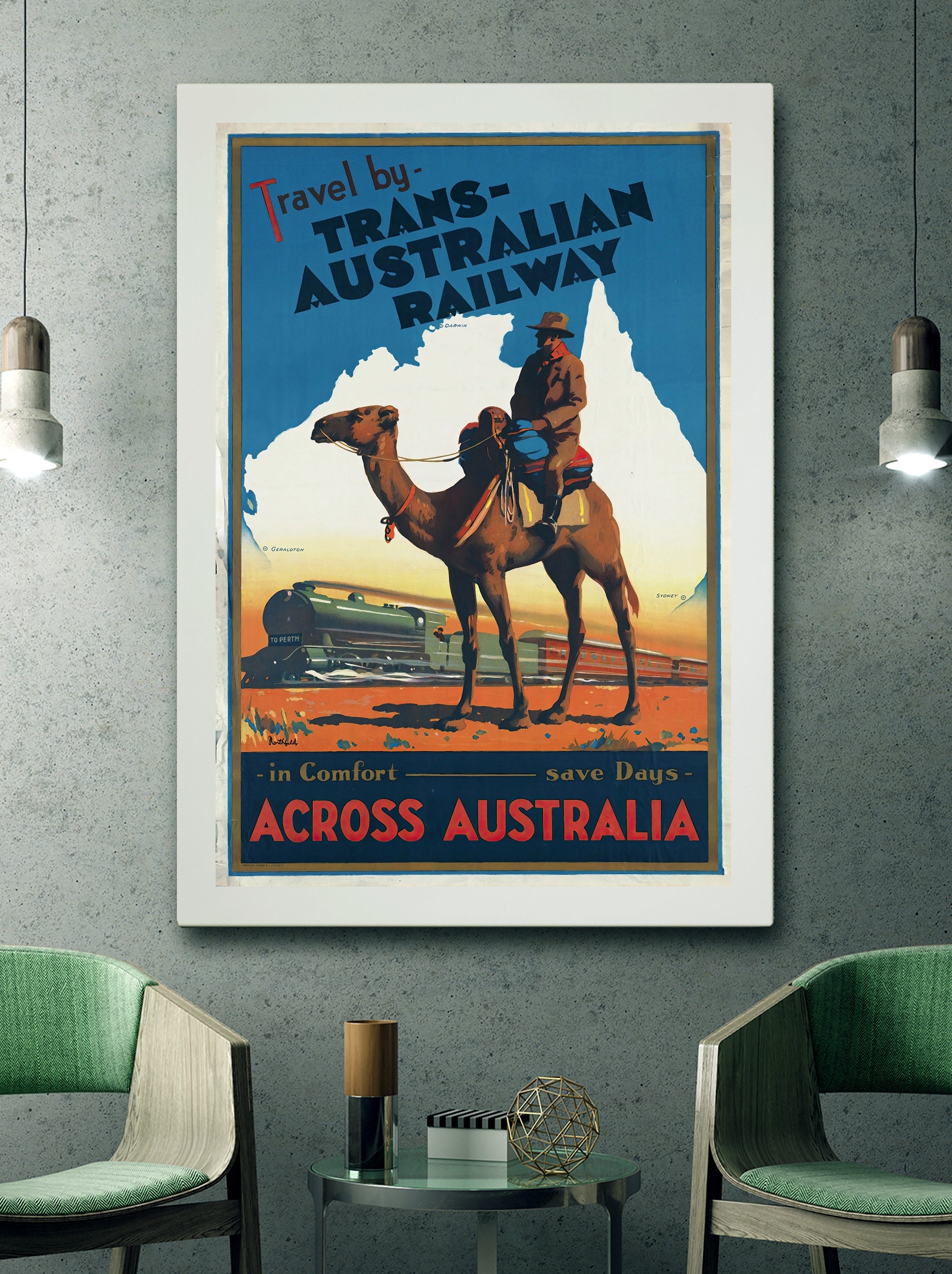 Australian Vintage Travel Poster Illustration. Travel by Trans ...