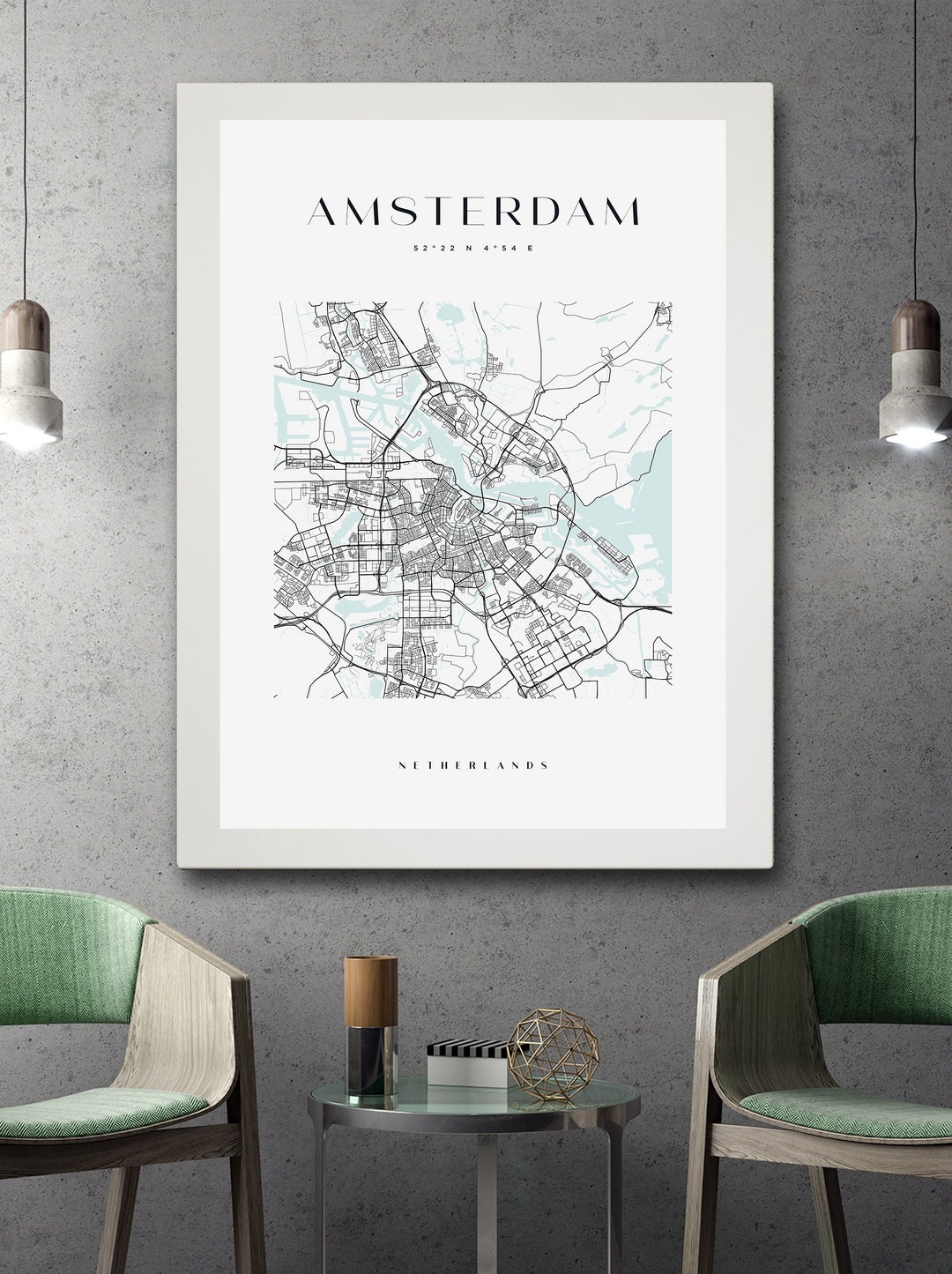 Amsterdam City Maps City Map Wall Art Decor Poster of Amsterdam - Etsy