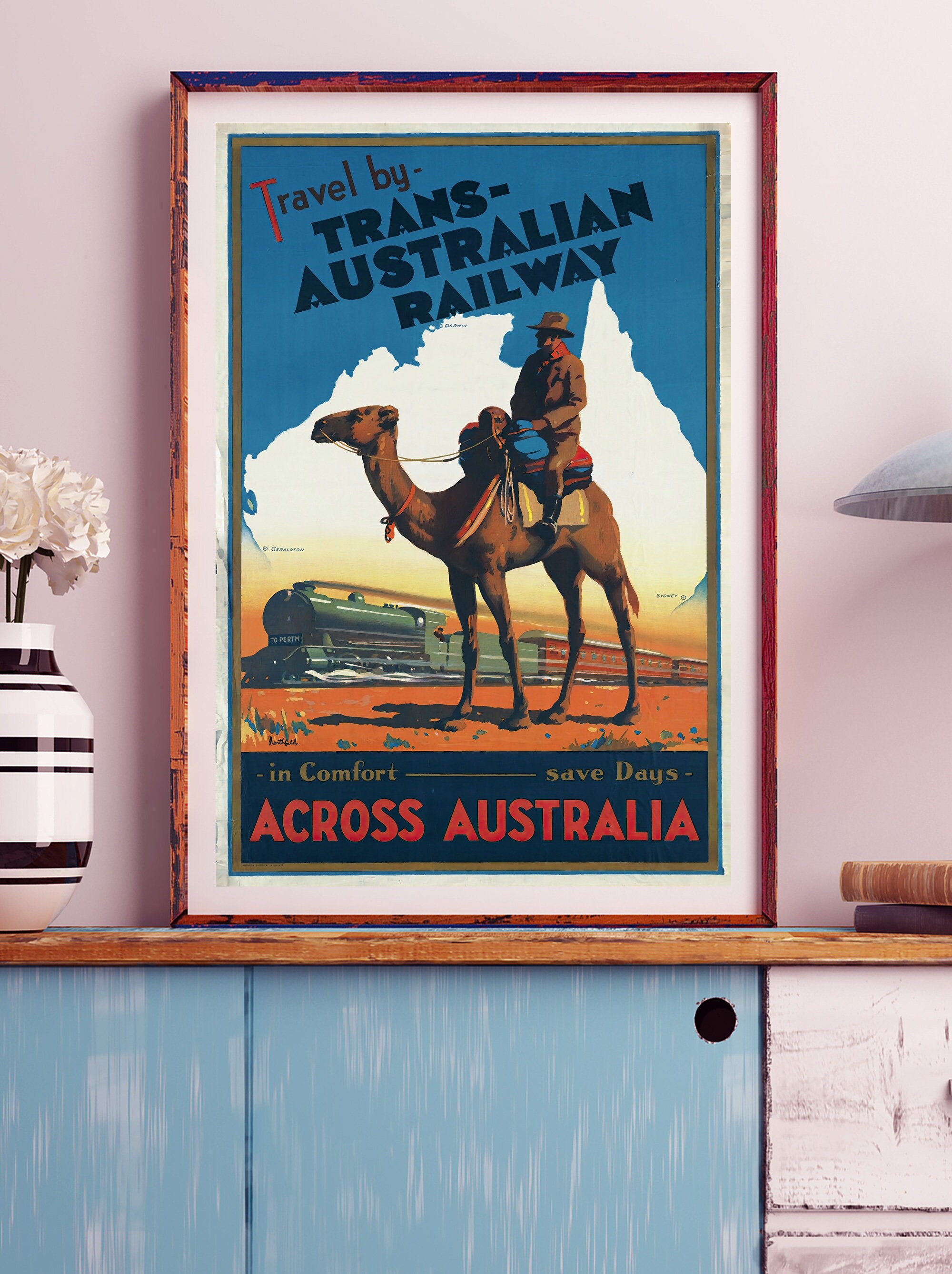 Australian Vintage Travel Poster Illustration. Travel by Trans ...