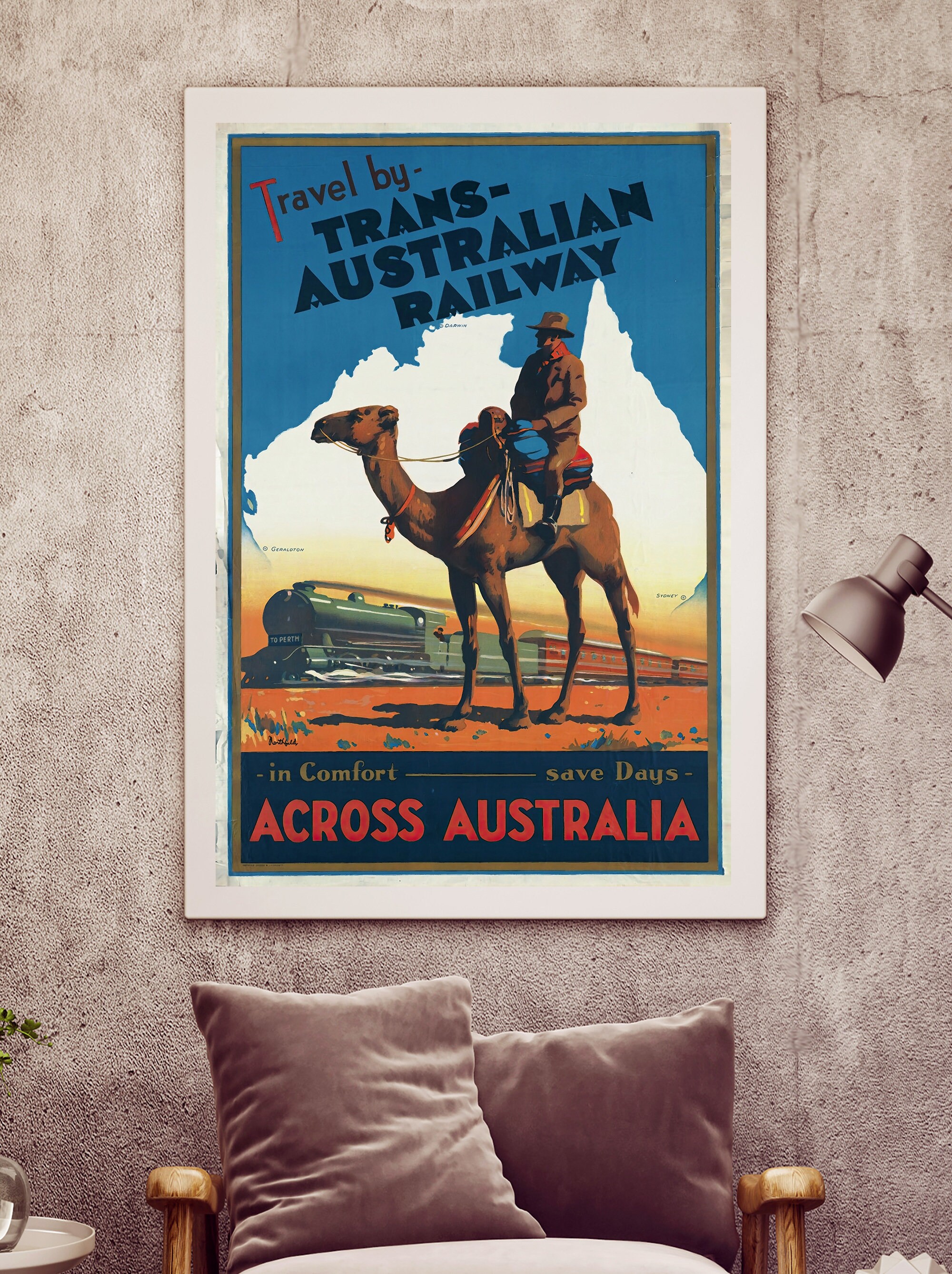 Australian Vintage Travel Poster Illustration. Travel by Trans ...