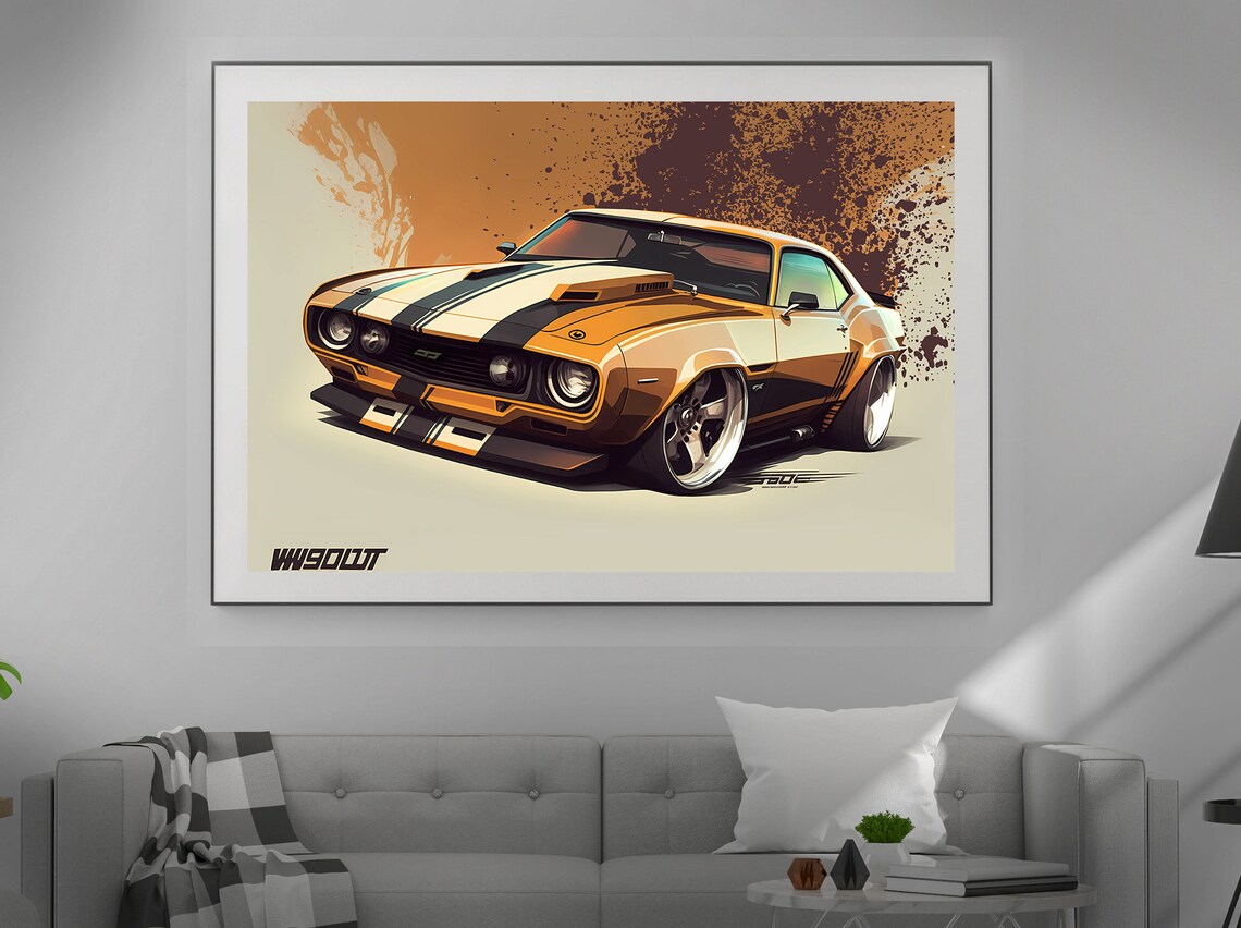 Chevrolet Camaro 1968 Art Wall Art Poster Classic American Muscle Car ...