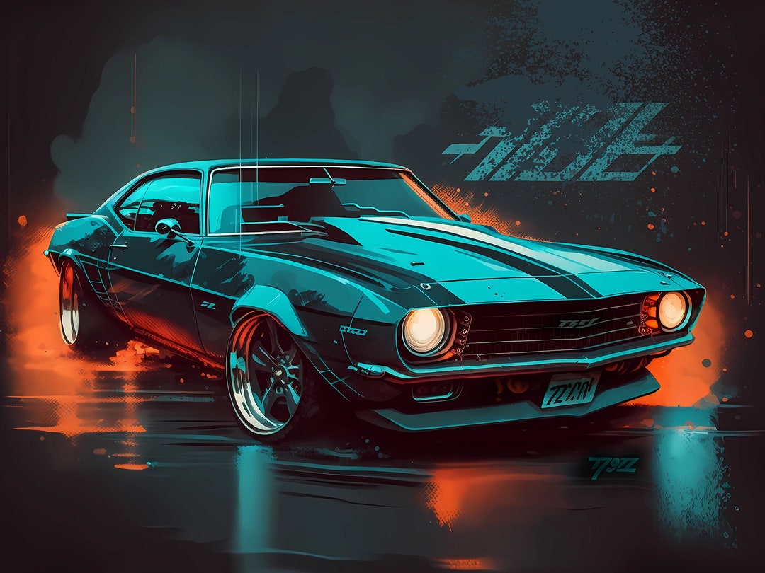 Chevrolet Camaro 1968 Art Wall Art Poster Classic American Muscle Car ...