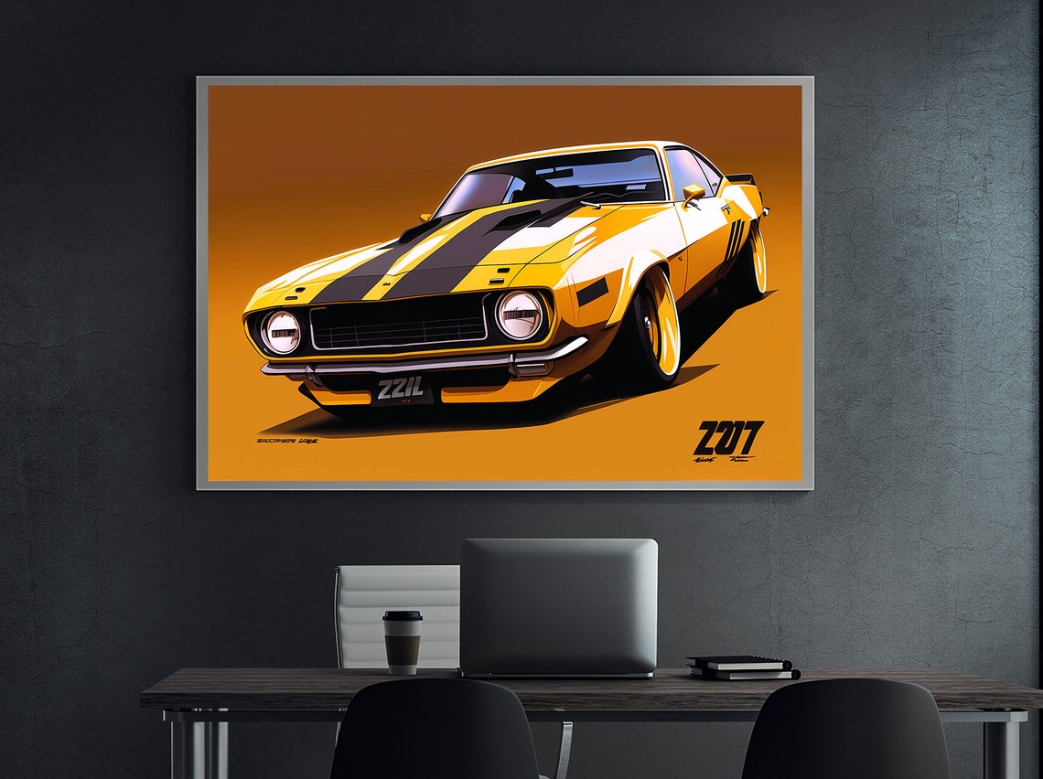 Chevrolet Camaro 1968 Art Wall Art Poster Classic American Muscle Car ...