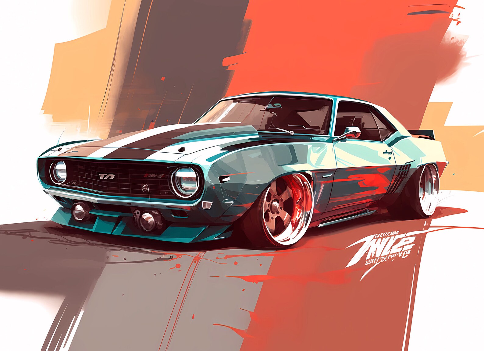 Chevrolet Camaro 1969 Art Wall Art Poster Classic American Muscle Car ...