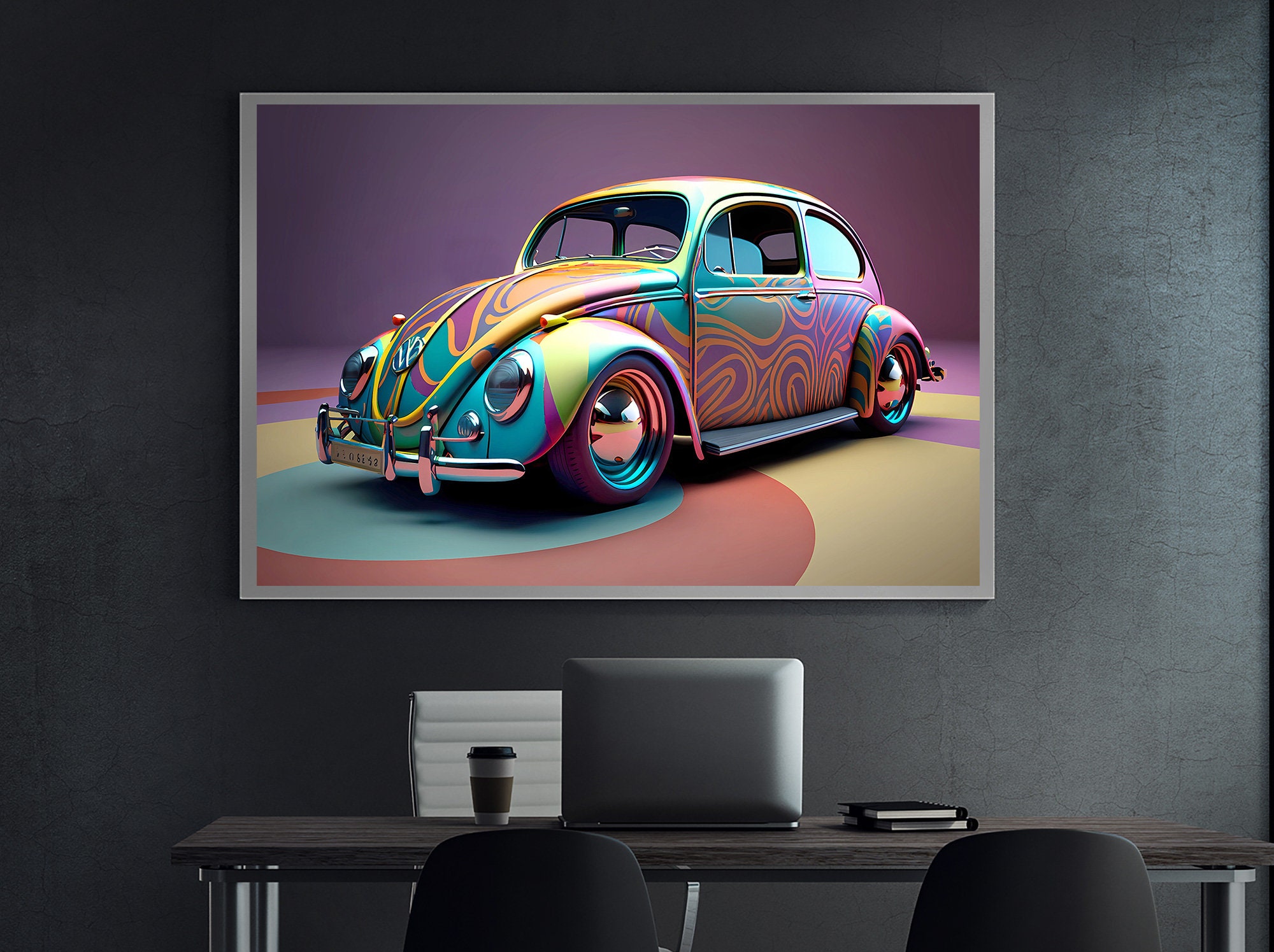 VW Beetle 24 X 36 Artistic Wall Art Amazing Colorful Trendy Home ...