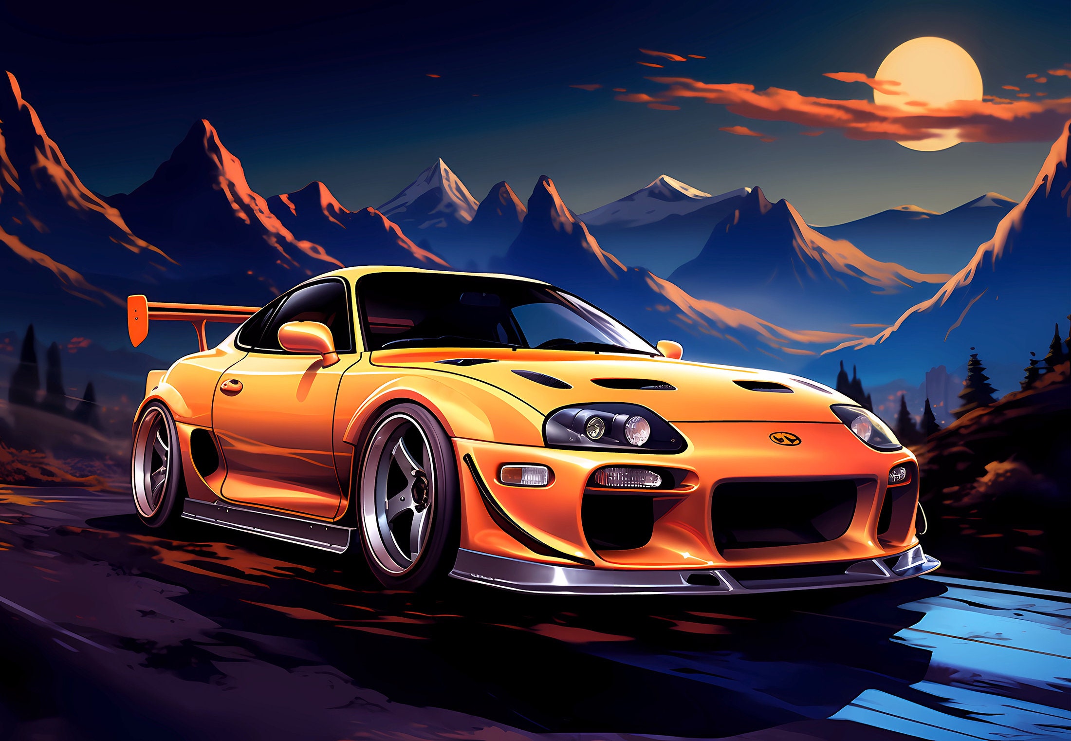 Toyota Supra MKIV 2JZ GTE JDM Anime Style Wall Art Poster, Home ...