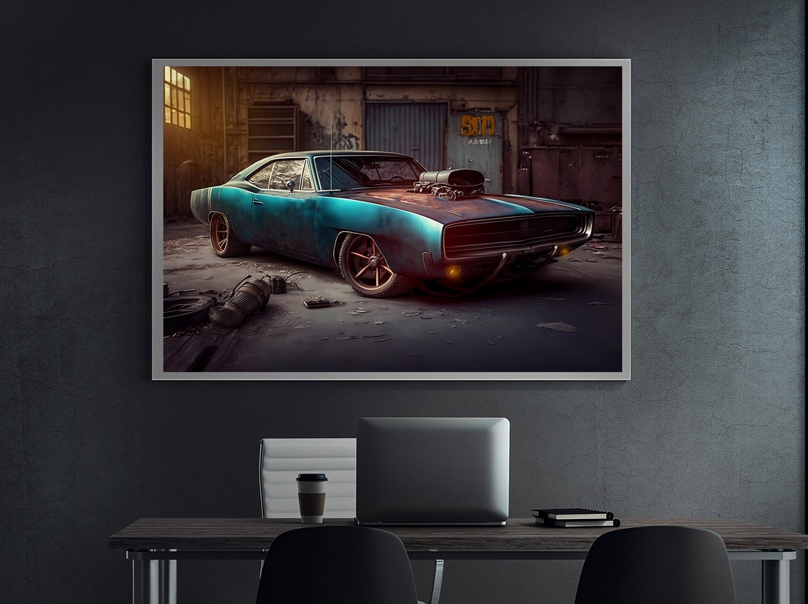 Charger American Muscle V8 HEMI Car Wall Art Vintage Retro Style - Etsy