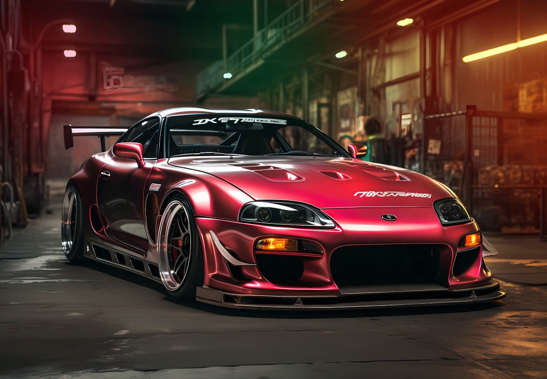 Toyota Supra MKIV 2JZ GTE JDM Anime Style Wall Art Poster, accesorios ...