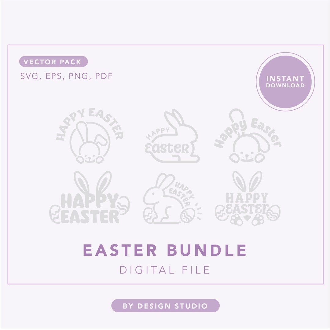 Happy Easter Bundle SVG File, Instant Digital Download, Png, Pdf, Eps ...