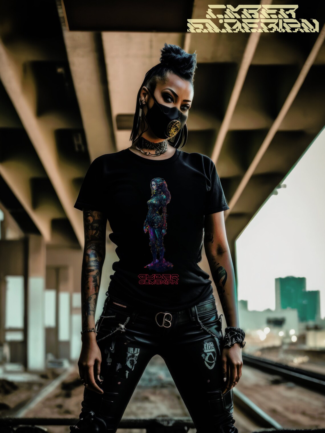 Neon Cyber Girl T-shirt - Bold Cyberpunk Apparel by Cybersumerian - Etsy