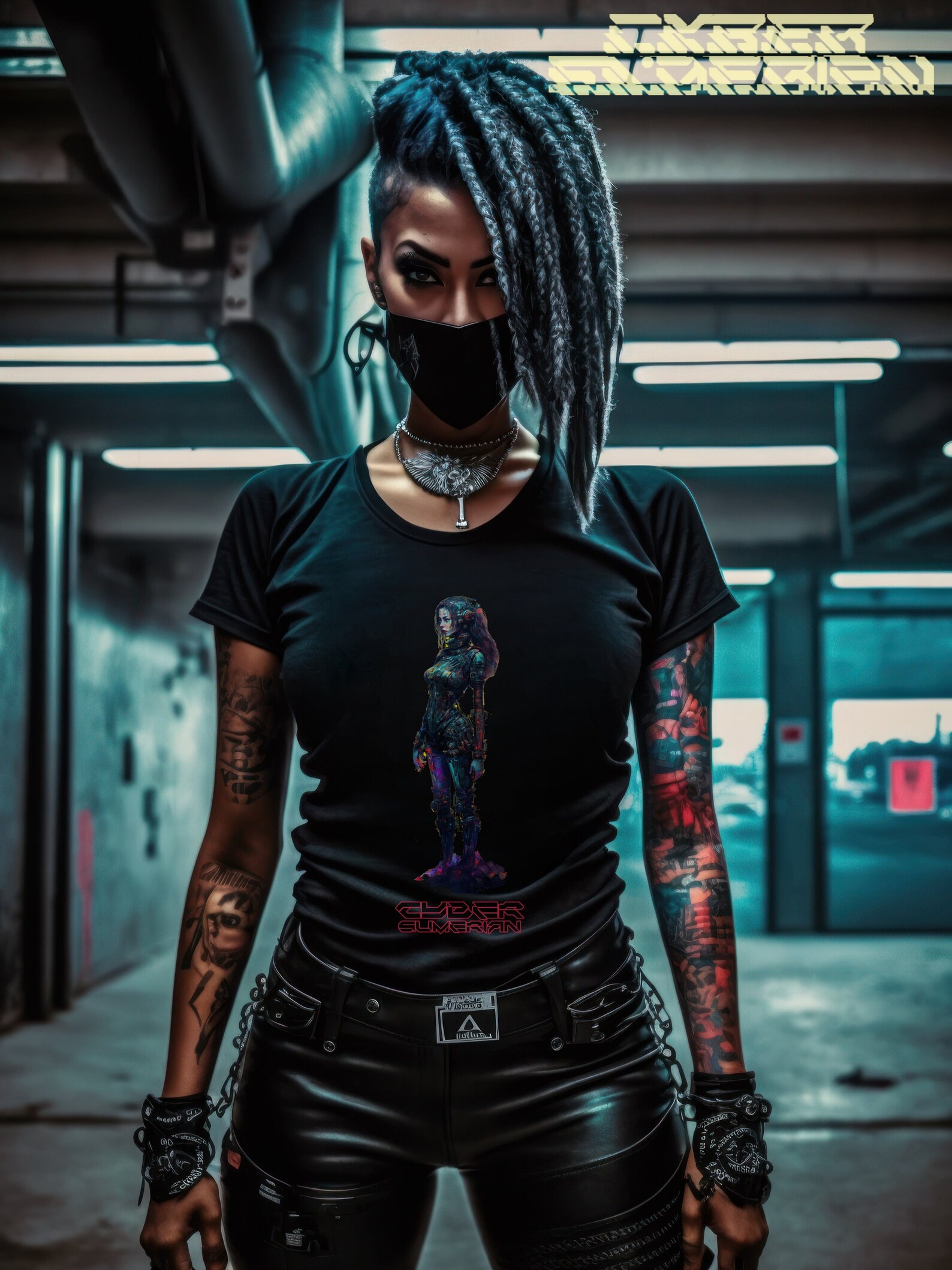 Neon Cyber Girl T-shirt - Bold Cyberpunk Apparel by Cybersumerian - Etsy