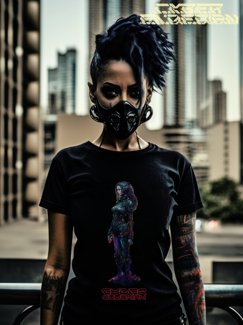 Neon Cyber Girl T-shirt - Bold Cyberpunk Apparel by Cybersumerian - Etsy