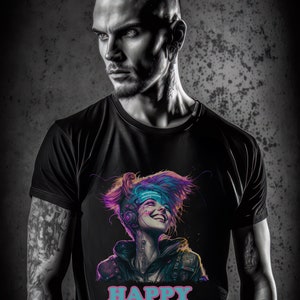 Cyberpunk Streetwear Tee With Neon Cyberpunk Design - Ideal for Fans of ...