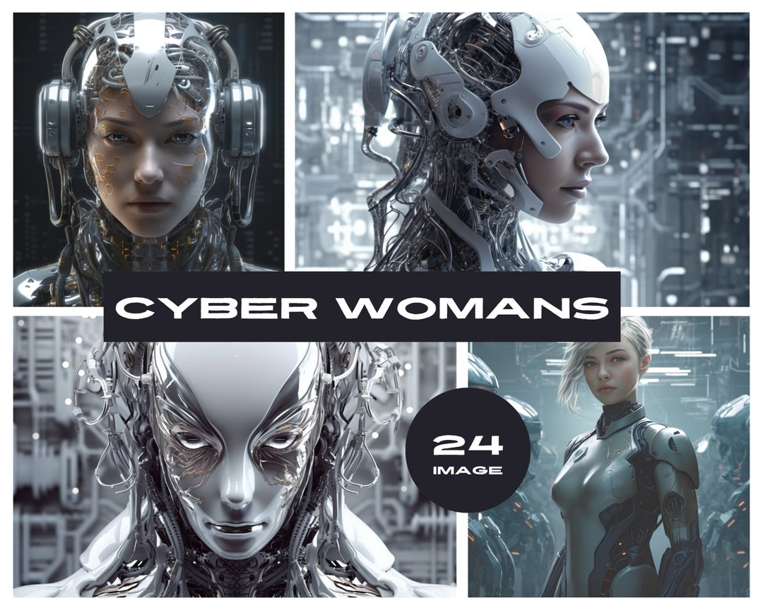 Pack of 24 Unique Cyber Android Girl Portraits - Digital Art Collection ...