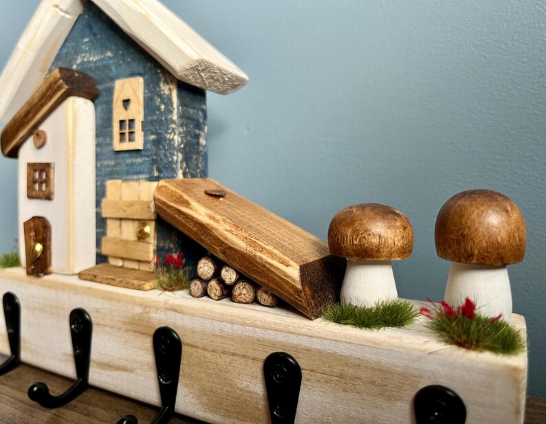 Unique Wooden House Rustic Key Holder, Housewarming Gift, New Home ...