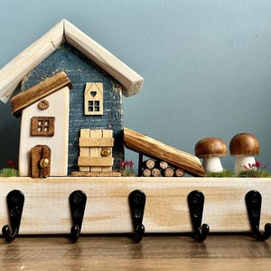 Unique Wooden House Rustic Key Holder, Housewarming Gift, New Home ...