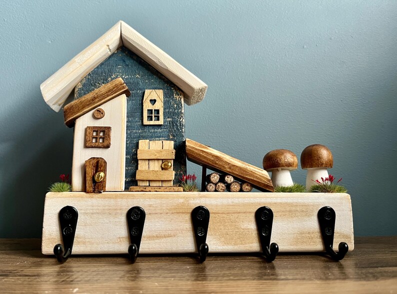 Unique Wooden House Rustic Key Holder, Housewarming Gift, New Home ...