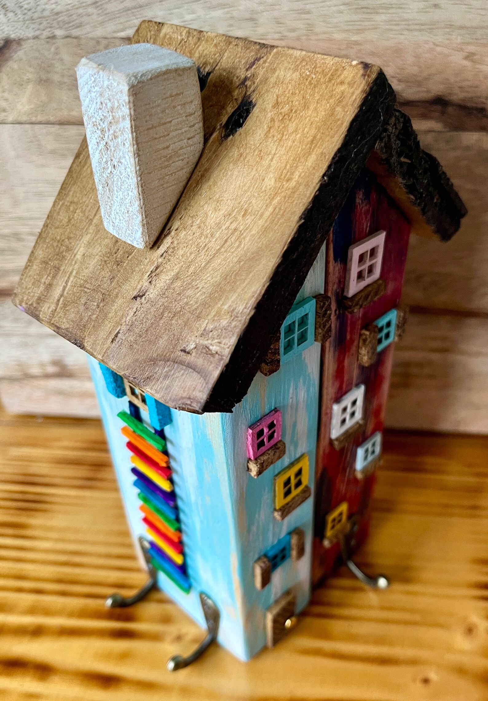 Key Hooks, Key Holder, House Key Rack, Wooden House, Rustic Wood ...