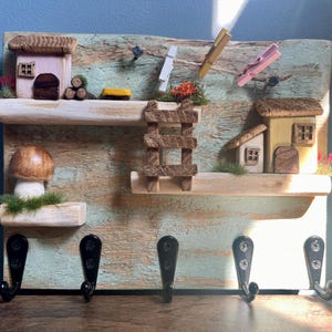 Handcrafted Reclaimed Wood Key Holder | Rustic Cottage Wall Art | Sage ...