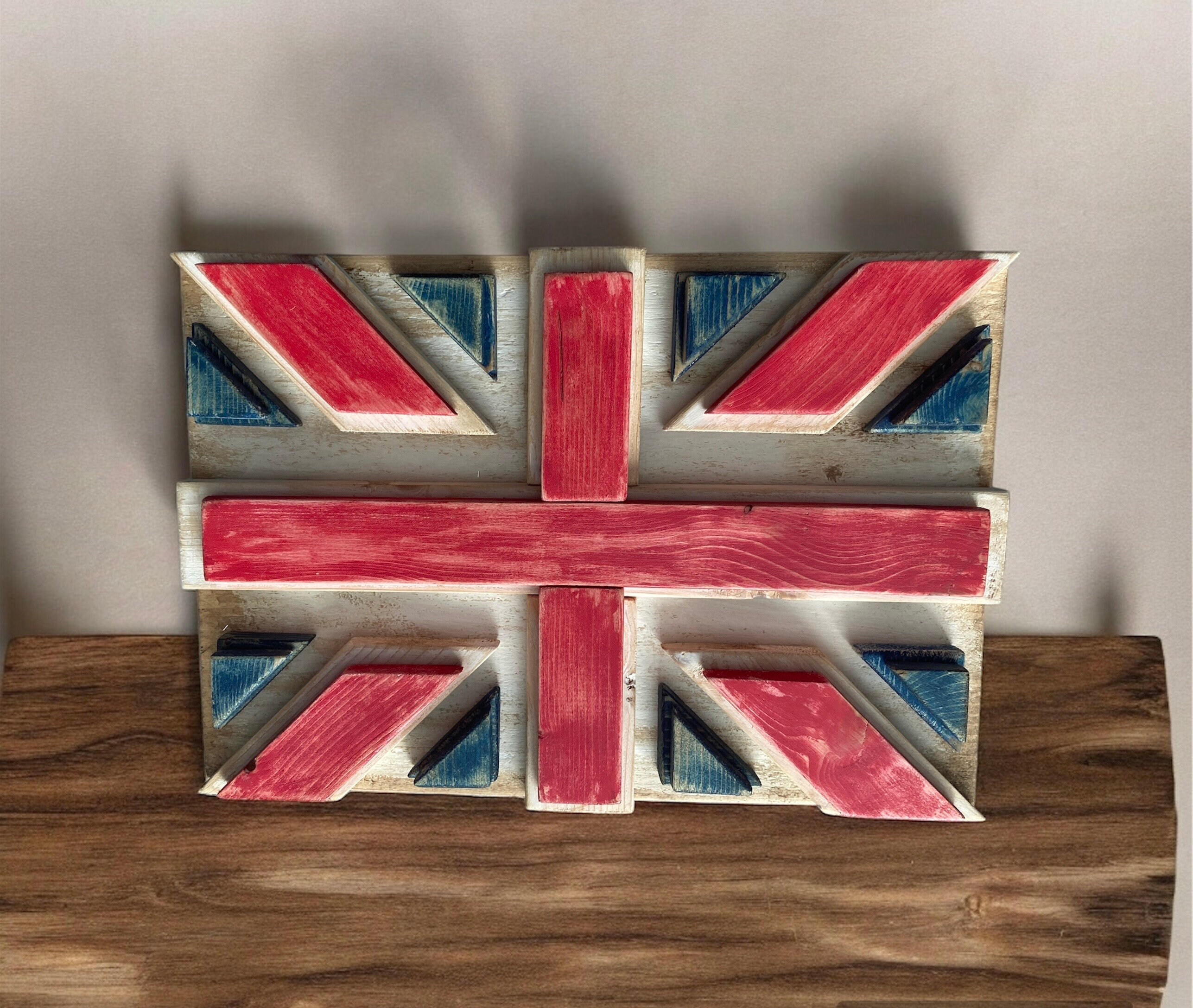Handmade Wooden Union Jack Wall Art: Distressed British Flag Decor - Etsy