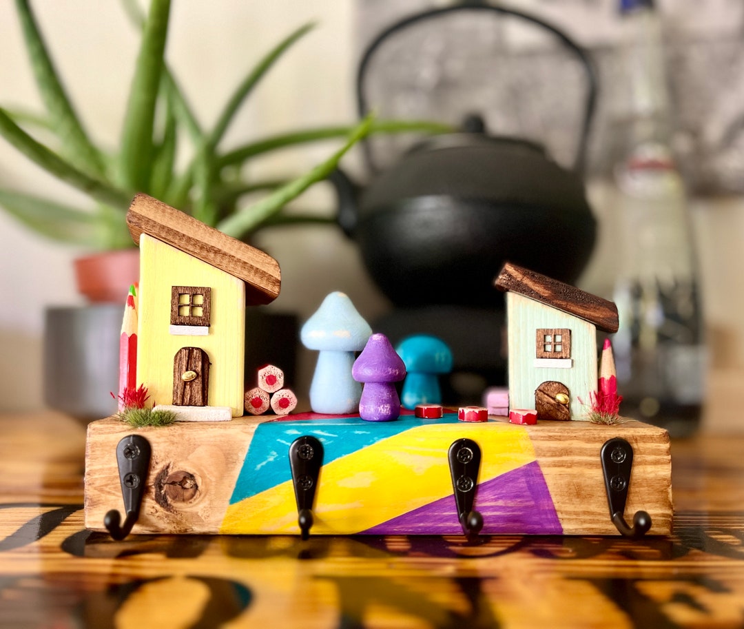 Reclaimed Key Hooks, Wall Mounted Rack, Keys Hangers, Wooden Key Holder ...