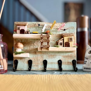 Handcrafted Reclaimed Wood Key Holder | Rustic Cottage Wall Art | Sage ...