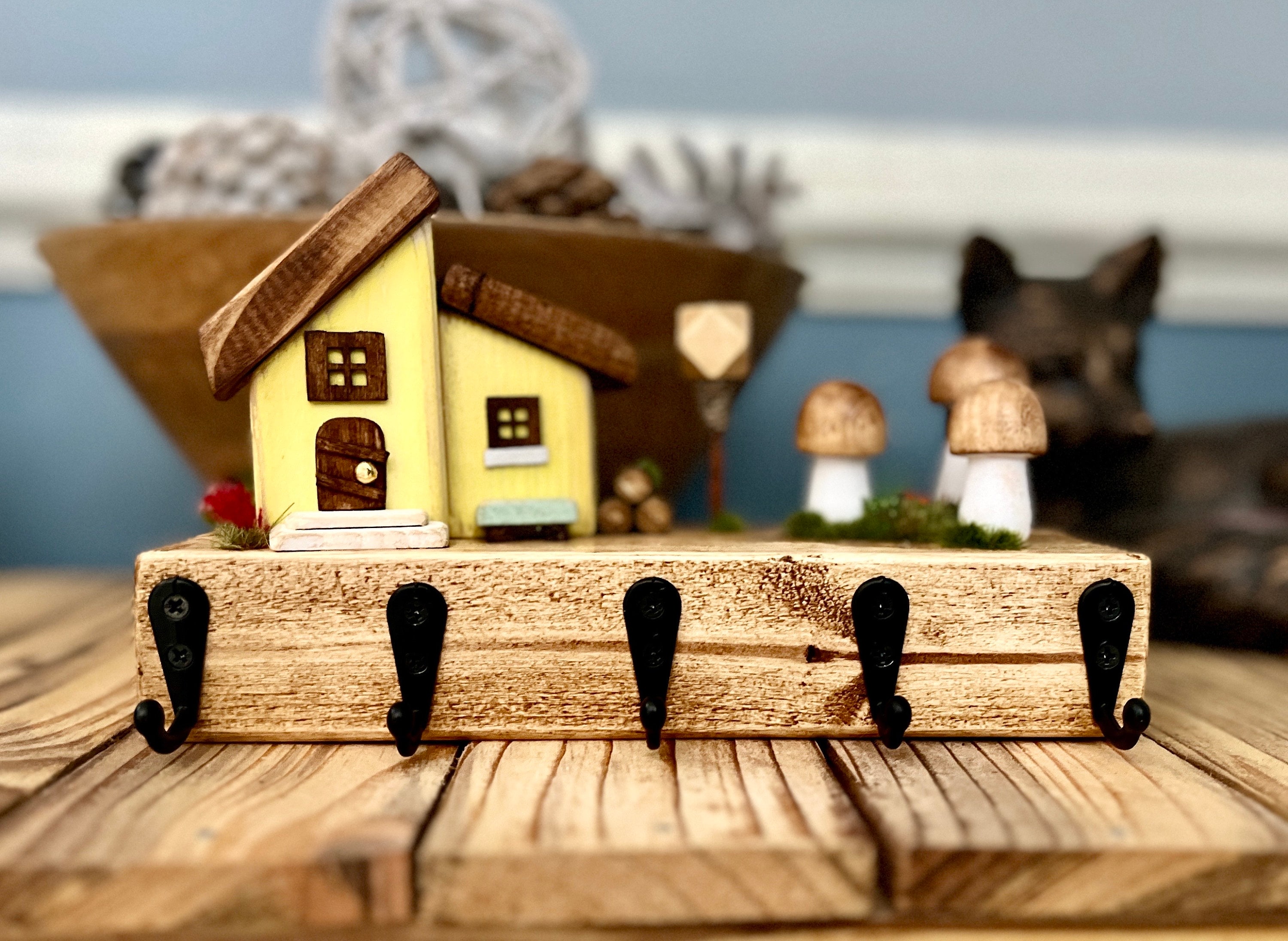 Key Holder for Wall Wooden Houses, Reclaimed Key Hooks, Keys Hangers ...