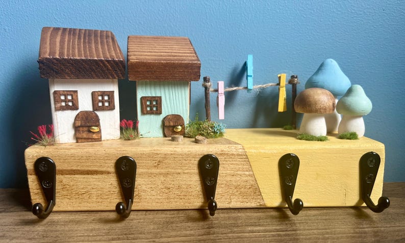 Rustic Key Holder Handmade Functional Art Unique Wall Décor ...