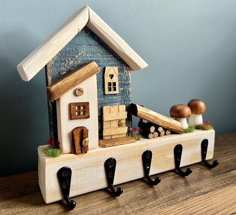 Unique Wooden House Rustic Key Holder, Housewarming Gift, New Home ...
