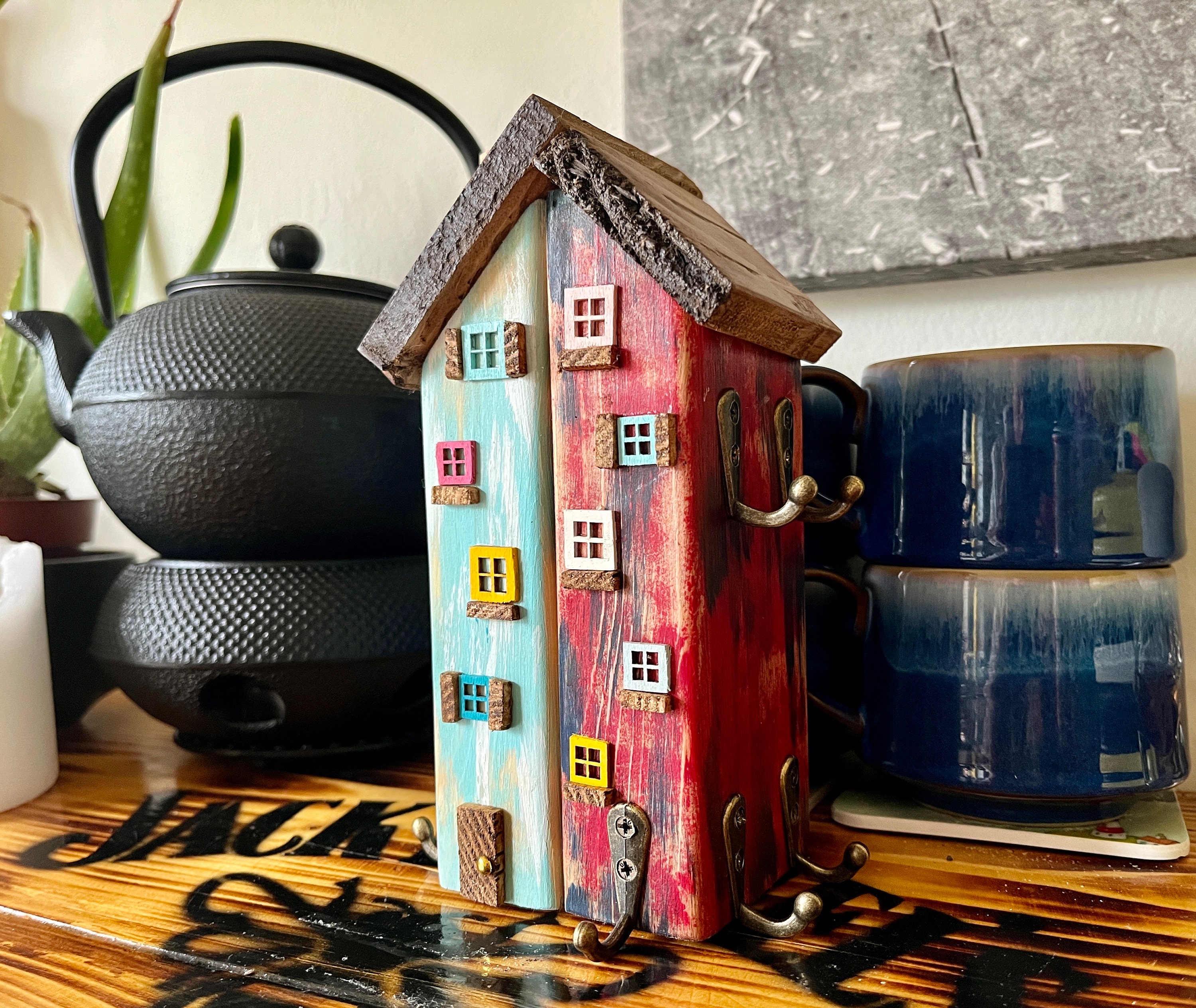 Key Hooks, Key Holder, House Key Rack, Wooden House, Rustic Wood ...