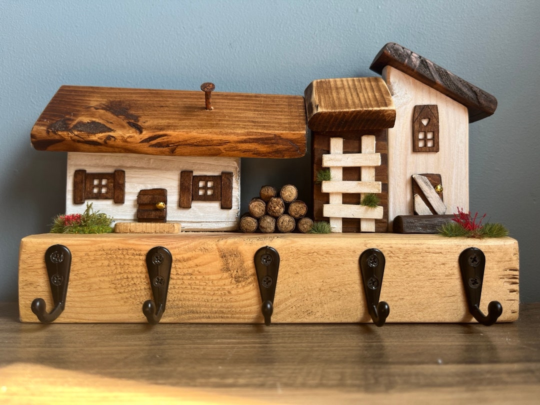 Reclaimed Wood Key Hooks, Wall Mounted Rack, Key Hanger, Wooden Key ...