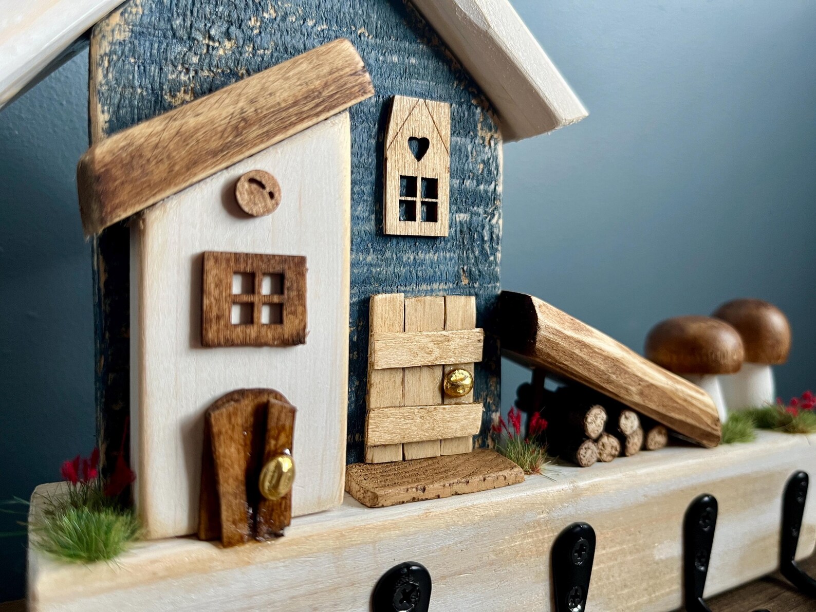 Unique Wooden House Rustic Key Holder, Housewarming Gift, New Home ...