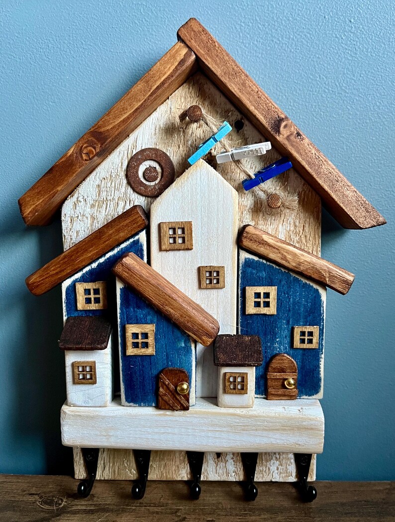 Wooden House Key Holder, Novelty Key Rack, Hallway Hooks, Entryway ...