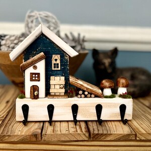 Unique Wooden House Rustic Key Holder, Housewarming Gift, New Home ...