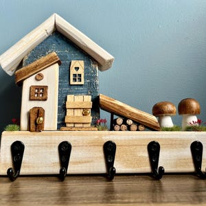 Unique Wooden House Rustic Key Holder, Housewarming Gift, New Home ...