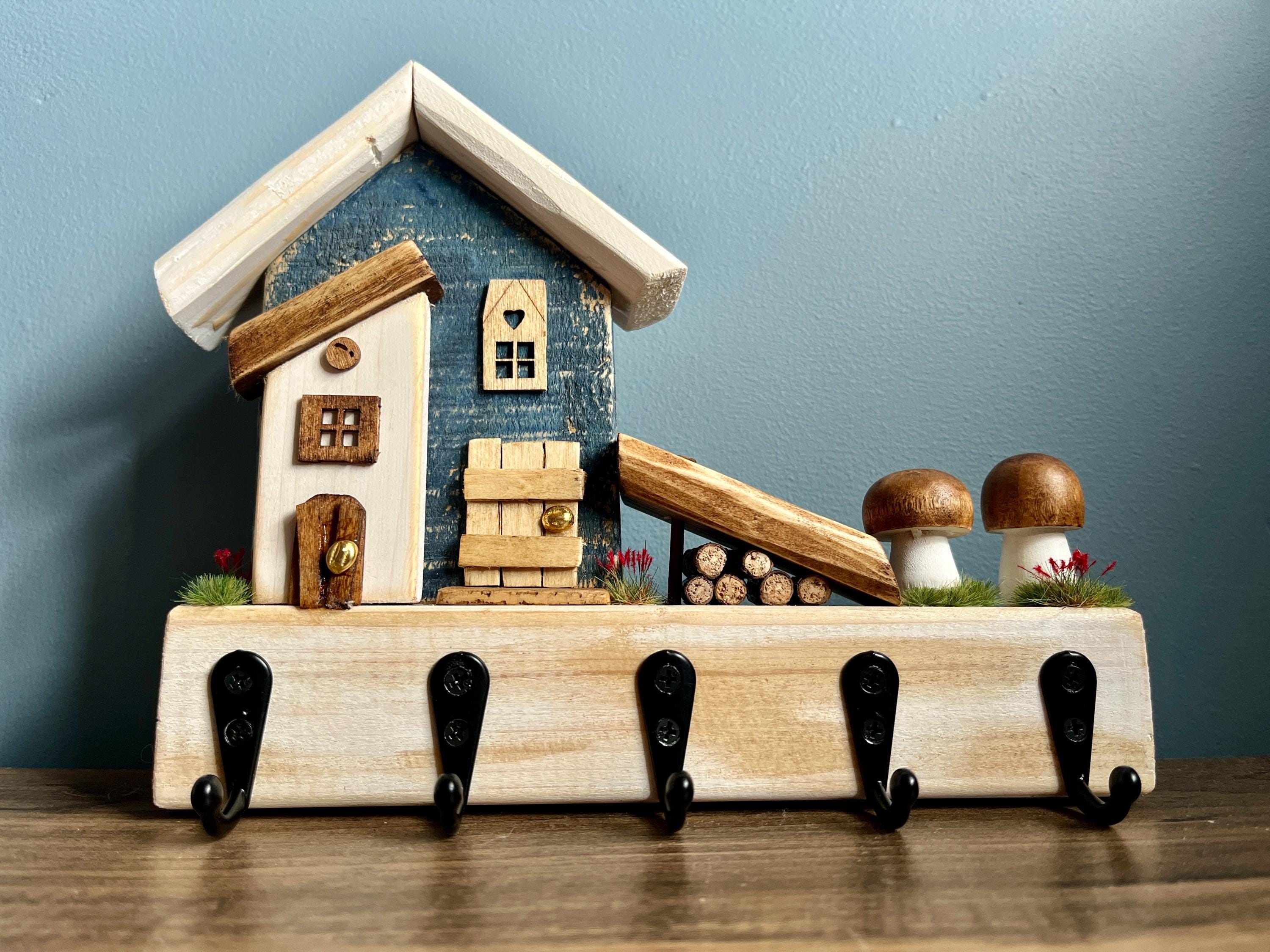 Unique Wooden House Rustic Key Holder, Housewarming Gift, New Home ...