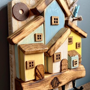 Handmade Wooden House Keyholder, Housewarming Gift, Colourful Wall ...