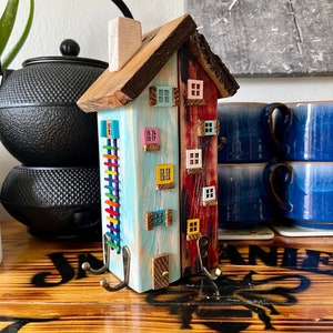 Key Hooks, Key Holder, House Key Rack, Wooden House, Rustic Wood ...