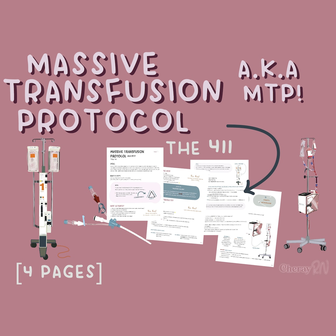 Massive Transfusion Protocol Aka MTP 4-page Digital Download - Etsy